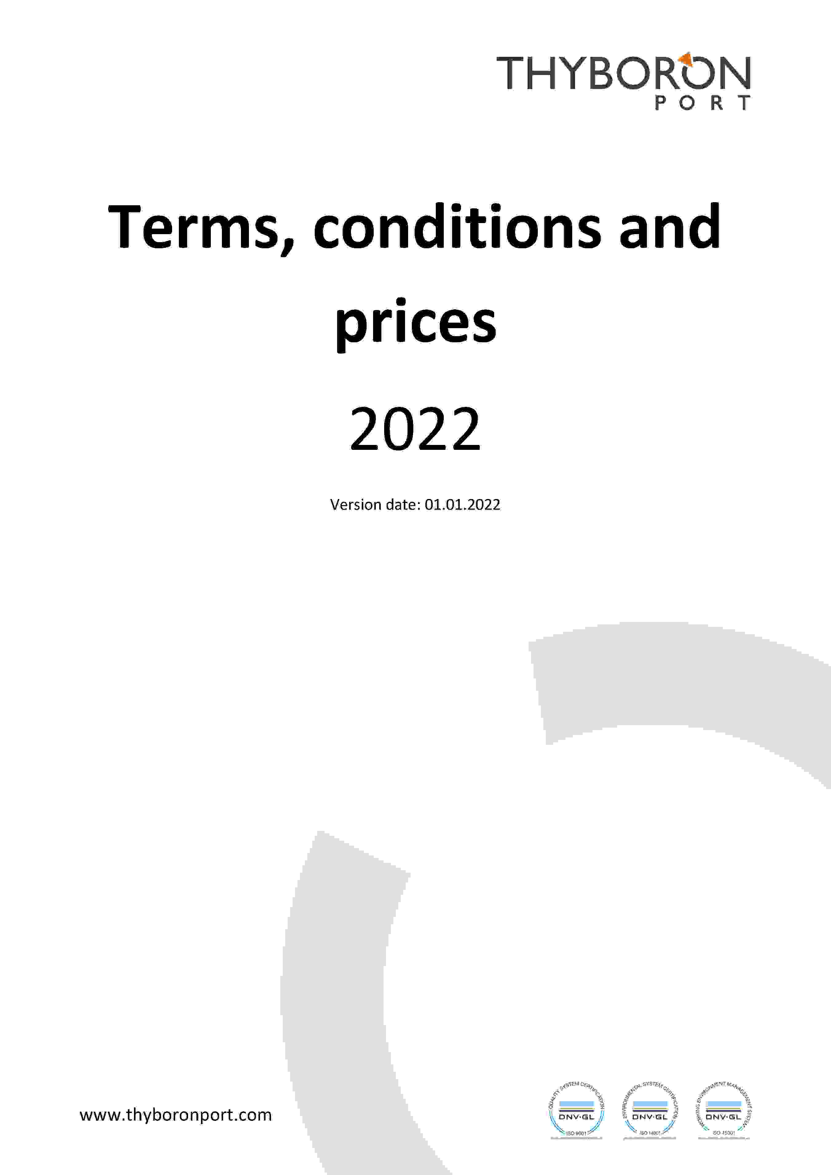 Terms, conditions and forms - Thyboron Port